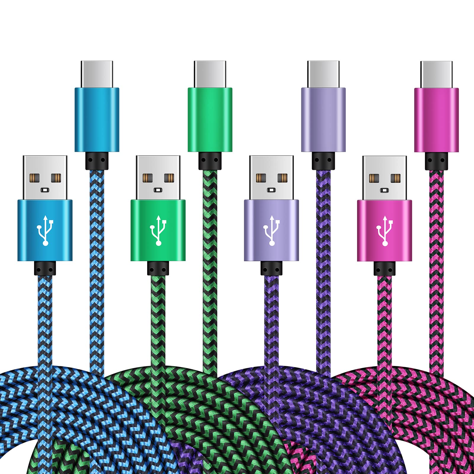 4Pack 6FT Fast USB Type C Cable for Google Pixel 9, 9 Pro XL Fold, iPhone 15, Pro, Samsung Galaxy A55 A35 A15 A54 5G, S24 S23 S23+ Plus Ultra S22 S21 S20 FE S10, A14 A03s, Phone Charger Charging Cord