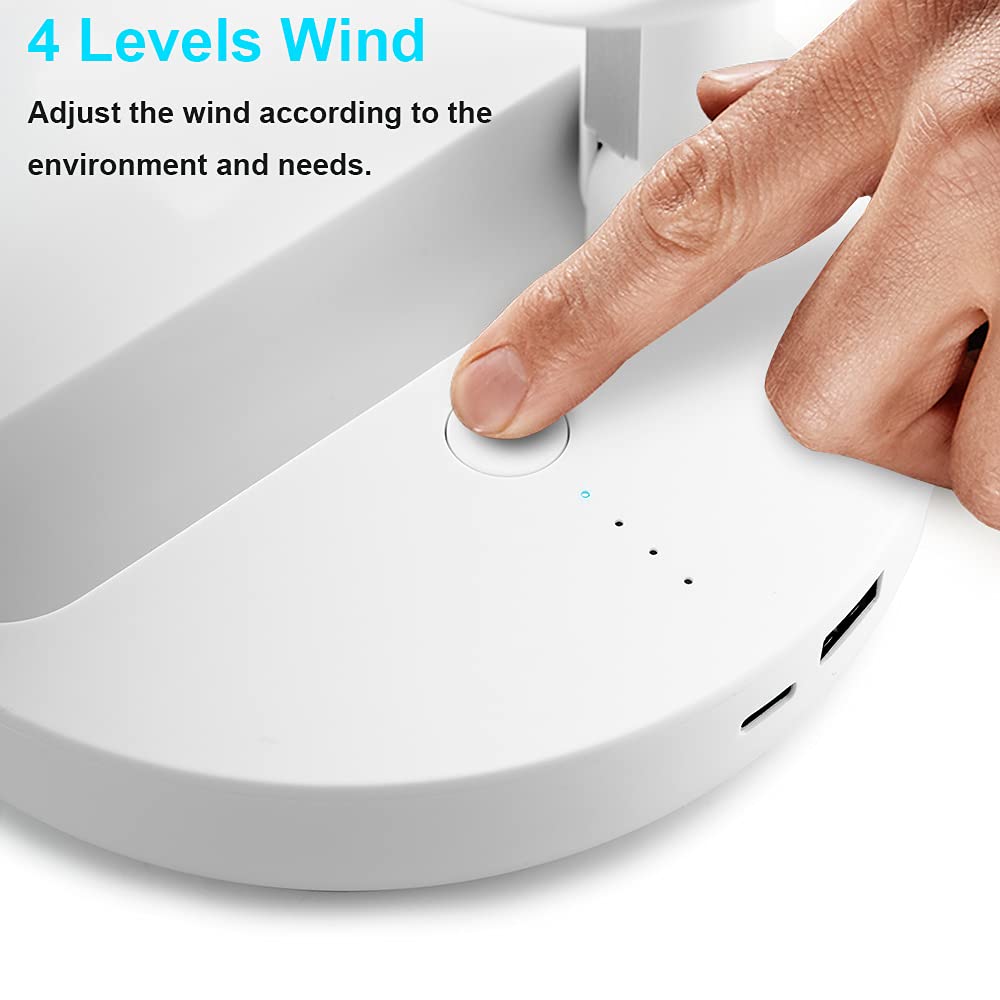 WONGSAM Aroma Diffuser Table Desk Fan, Portable Foldaway Fan, 3600mAh Rechargeable Battery Powered Personal Fan, 4 Speeds Adjusted USB Small Fan for Home Bedroom Travel Office Tent, White