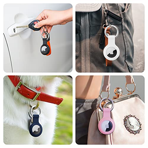 4 Pack Silicone AirTag Holder Case Compatible with Apple Airtag,Include 2pc AirTag Keychain & 2pc AirTag Adhesive Mount丨Lightweight, Anti-Scratch,for Luggage,Keys,Bike,Dog Collar etc