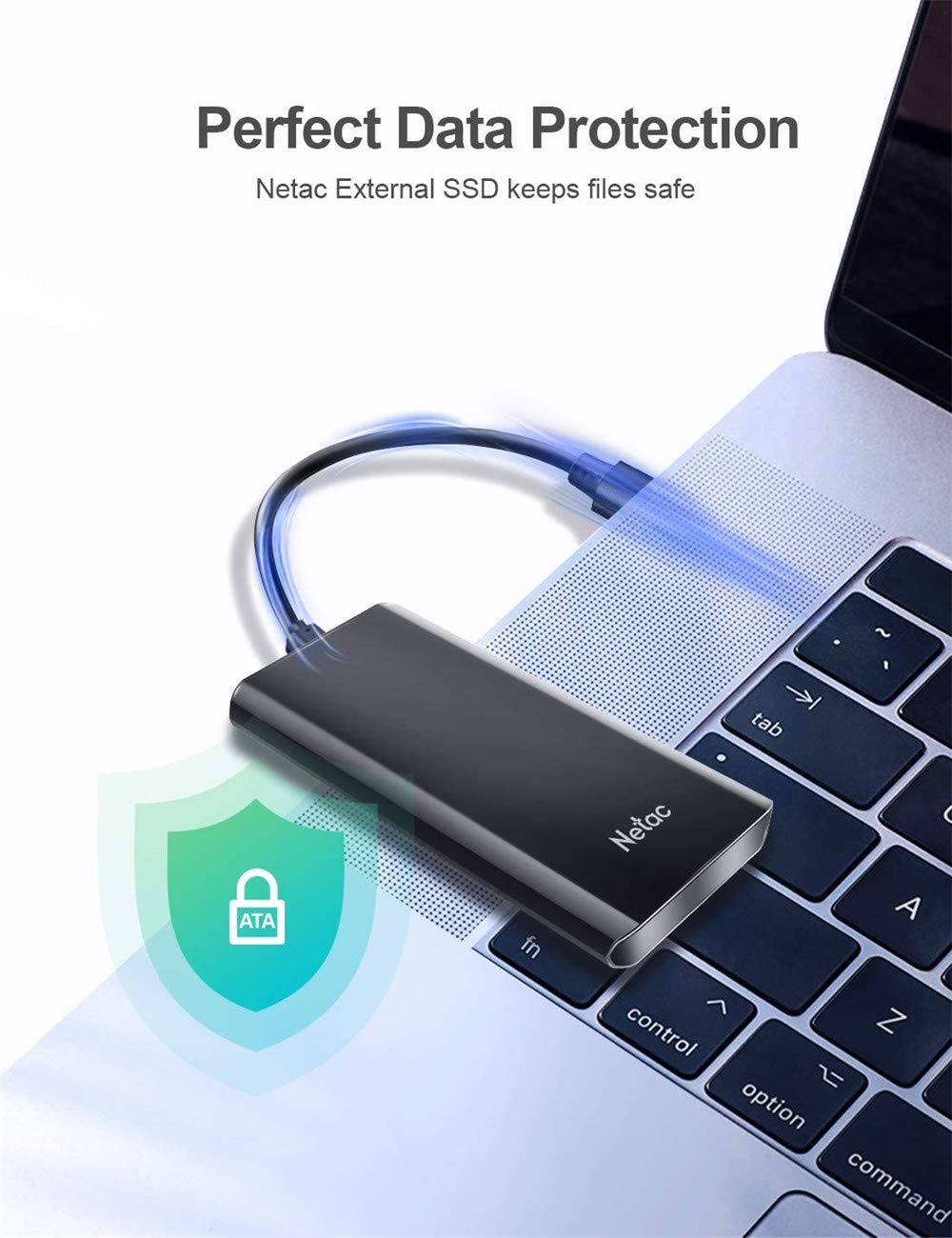 Netac External SSD Drive, SATA SSD Portable SSD 1TB for Type-C, Up to 500MB/s, USB 3.2 Gen2 10Gbps External Solid Hard Drive