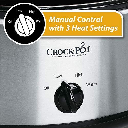 Crock-Pot Large 8 Quart Oval Manual Slow Cooker, Stainless Steel (SCV800-S)