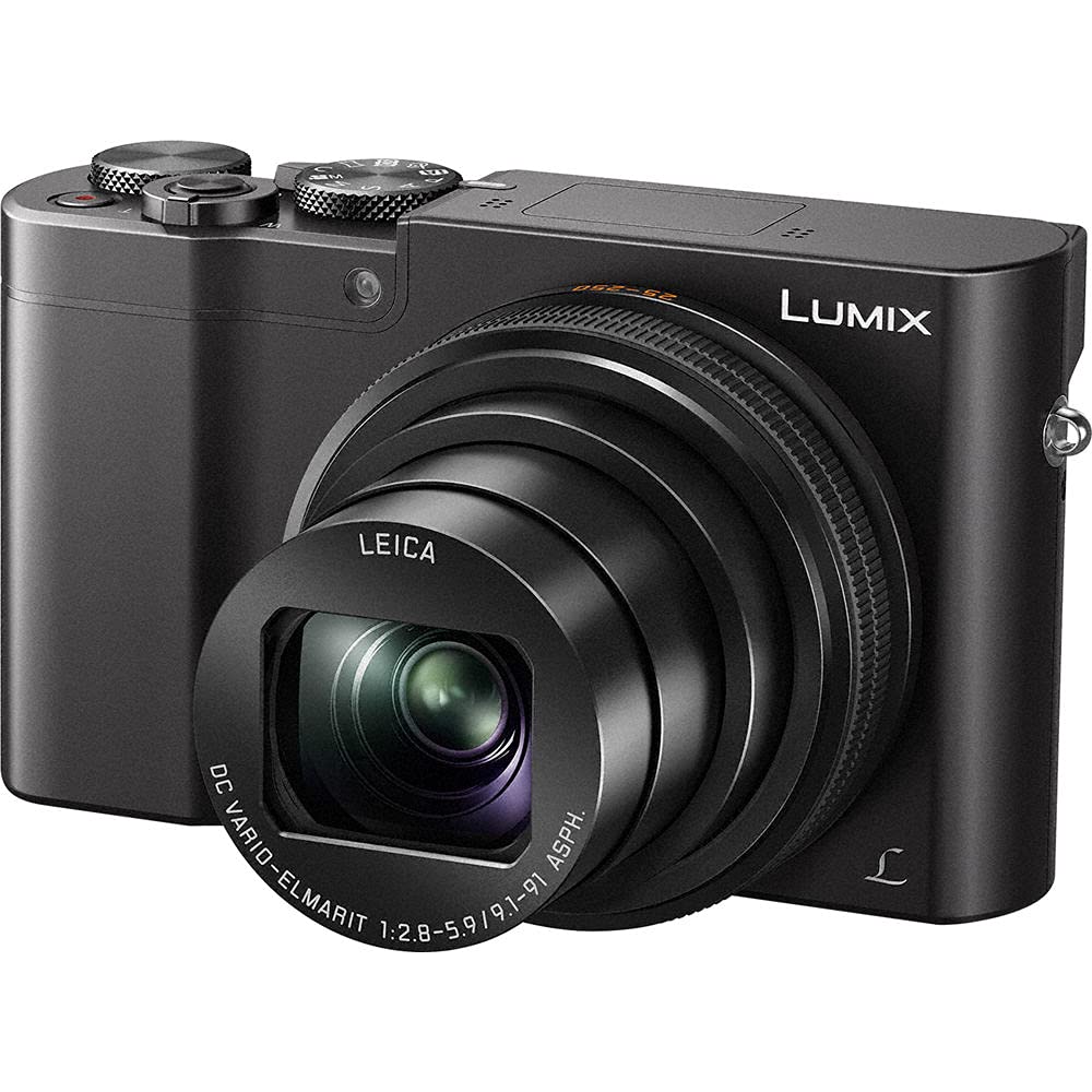 Panasonic Lumix DMC-ZS100 Digital Camera (Black) (DMC-ZS100K) - Bundle - with LED Video Light + Soft Bag + 12 Inch Flexible Tripod + Cleaning Set