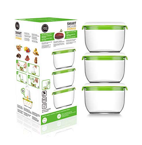 FOSA Vacuum Seal Food Storage System Reusable Medium Containers, 3 pack, 28 oz size (Vacuum Pump not Included)ยกยญ