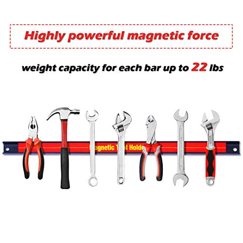 Goplus 6PCS 18" Magnetic Tool Holder, Magnetic Tool Holder Strip, Heavy Duty Magnetic Tool Bar,Space Saving Metal Tool Organizer Rack,Tool Magnet Bar for Workshop Garage Home(Mounting Screws Included)