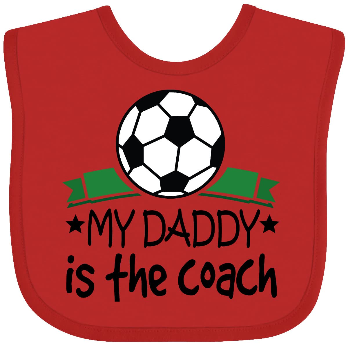 inktastic Soccer My Daddy Is the Coach Baby Bib Red 39c3e