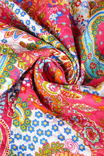 SHIRANYA Unisex Reversible Blanket - Paisely Print Cotton Patch Work Soft Throw Blanket for All Seasons - Multicolor - 50"x60"