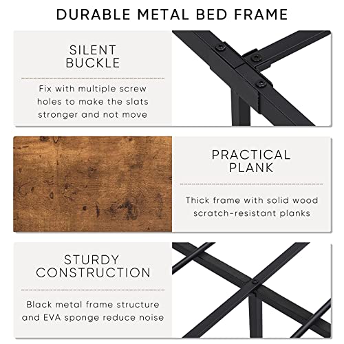 Ailisite Queen Size Bed Frame with Storage Drawers and 2 USB Ports, LED Queen Bed Frame with Headboard, Metal Platform Bed No Noise, Mattress Foundation Strong Metal Slats Support No Box Spring Needed