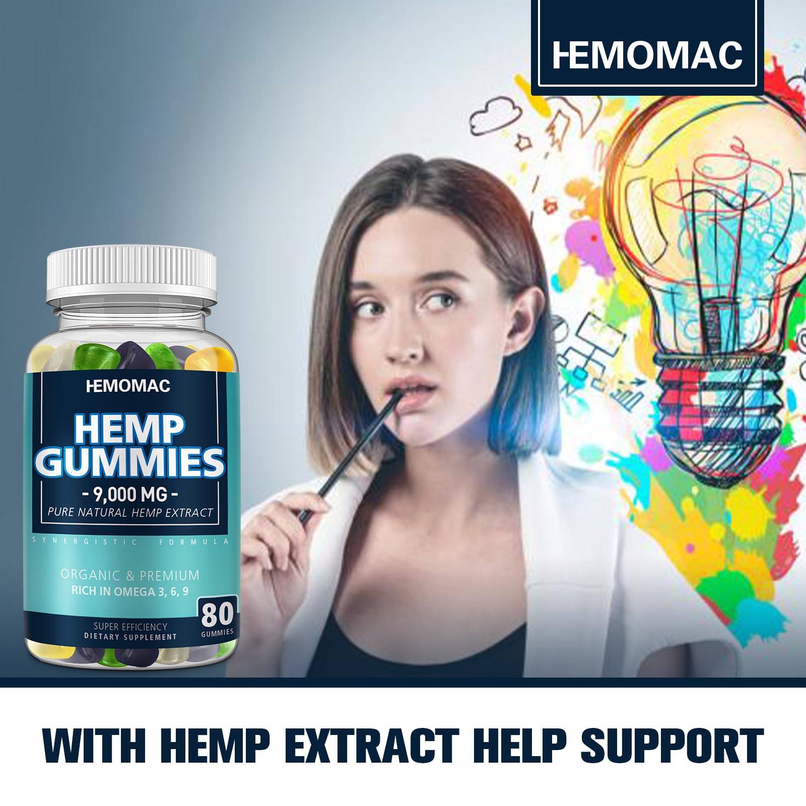 4 Packs Hemp Gummies Extract Strengthen High Potency - Pure Hemp Oil CO2 Extract Sugar Free Made in US
