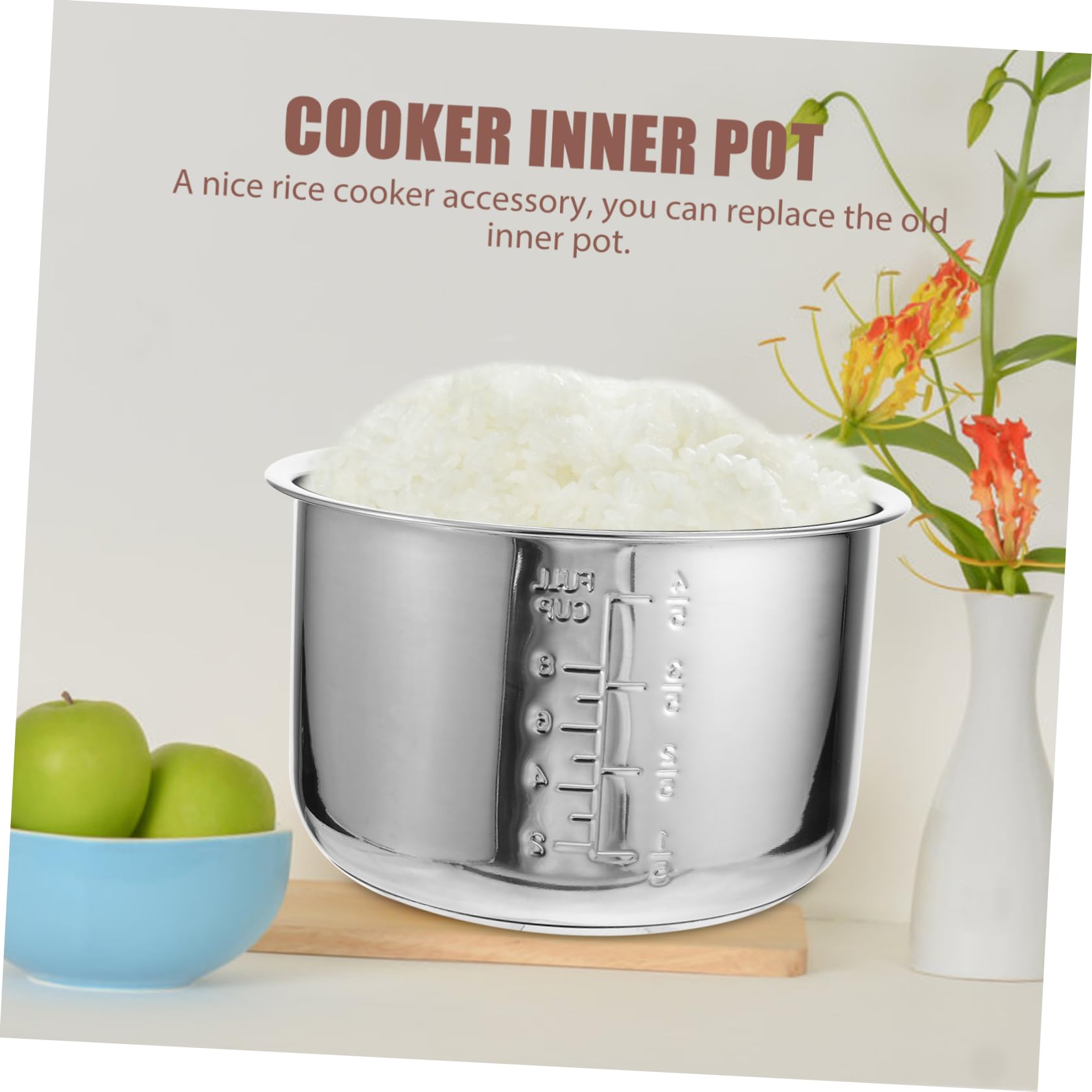 Mikinona Household Electric Cooker Inner Pot Stainless Steel Replacement Pot for Rice Cookers and Pressure Cookers Sturdy and Practical Accessory for Cooking and Meal Prep