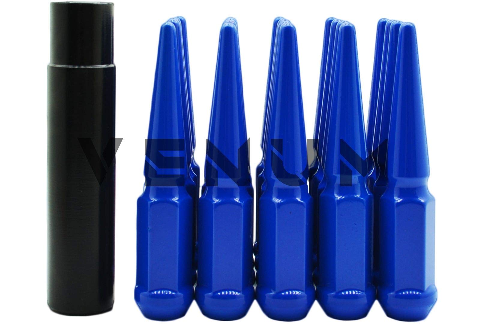20 Pc M14x1.5 Dodger Blue Spike Lug Nuts - Powder Coated - 4.5" Tall Compatible with Jeep 2011-2020 Grand Cherokee JL Sahara 2020 Gladiator W/Aftermarket Wheels