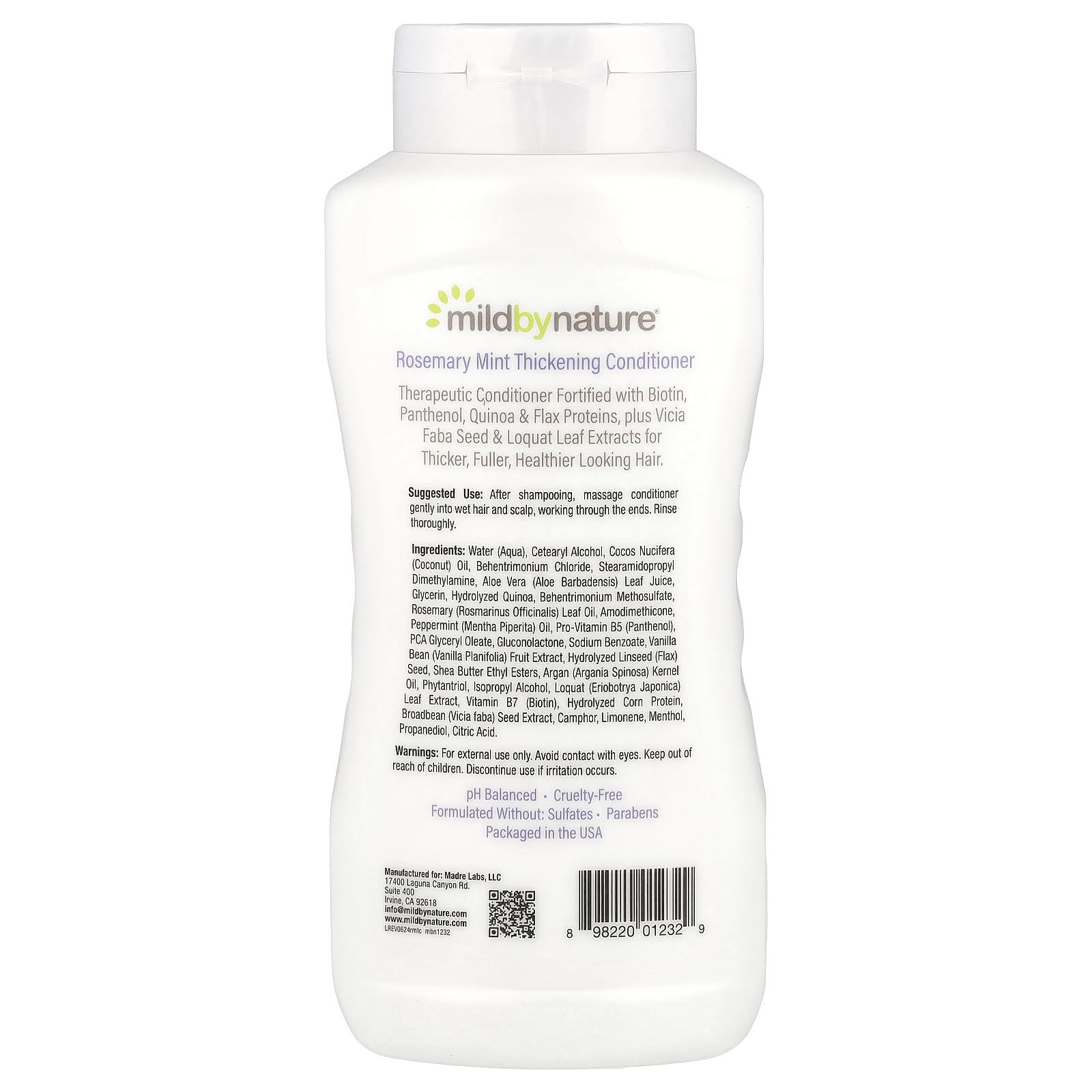Hair Thickening Conditioner, B-Complex, Biotin & Panthenol, pH Balanced, for Thicker, Fuller, Healthier Looking Hair, Cruelty-Free, Rosemary Mint, 16 fl oz (473 ml