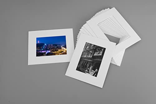 A PLUS MAX 8x10 White Picture Mat board with Core Bevel Cut Frame Mattes for 5x7 Pictures - Pack of 10