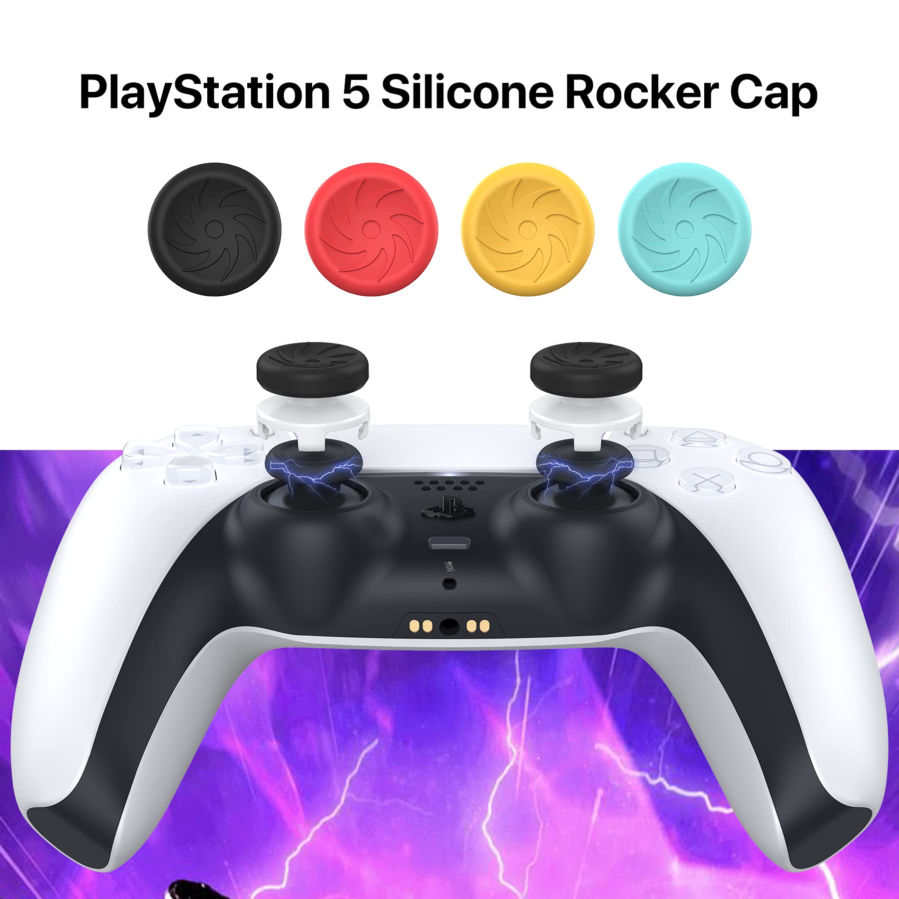 4 Pairs 8 Pcs Silicone Cap for PS5, Silicone Thumb Grips Caps Cover Analog Stick,Game Controllers Compatible with Playstation 5 (2-Flywheel)…