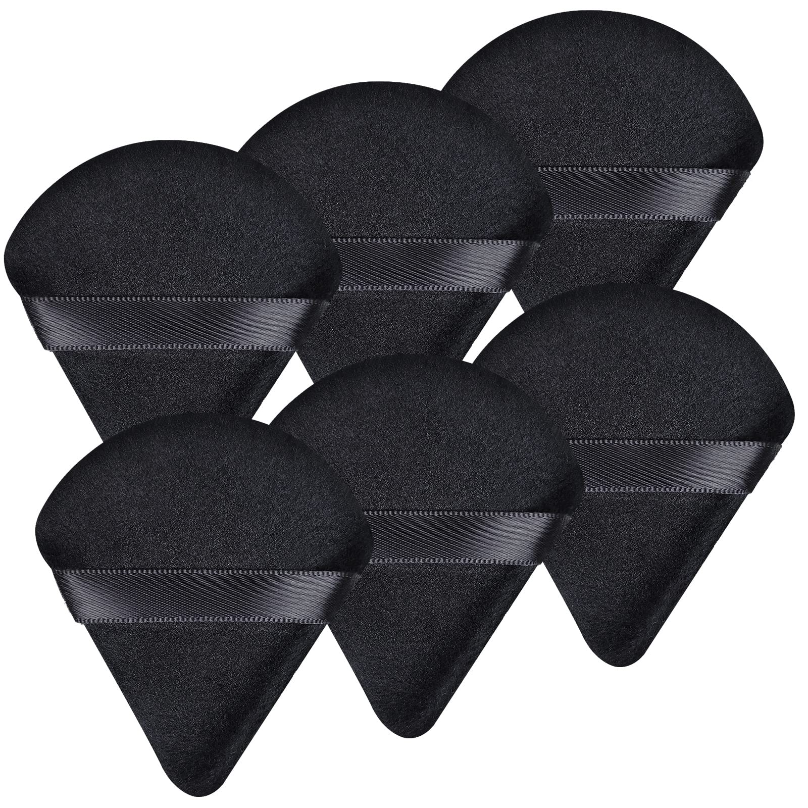 2 Pcs Makeup Powder Puff for Face Powder Soft Triangle Velour Reusable Triangle Powder Pad Pressed Applicator for Under Eyes and Face Corners Loose Setting Powder (Black & Black)