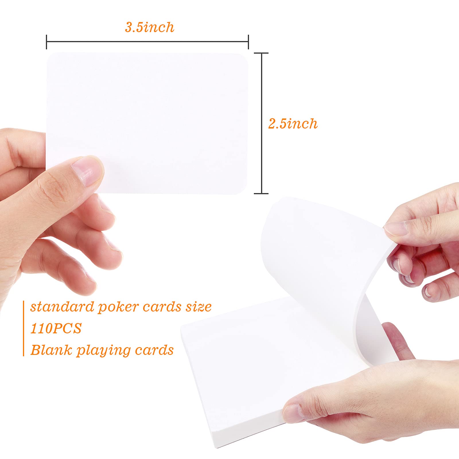 WJPC 110PCS Poker Size Blank Playing Cards, Index Flash Cards, Learning Cards For DIY Game Card Writing Drawing Painting