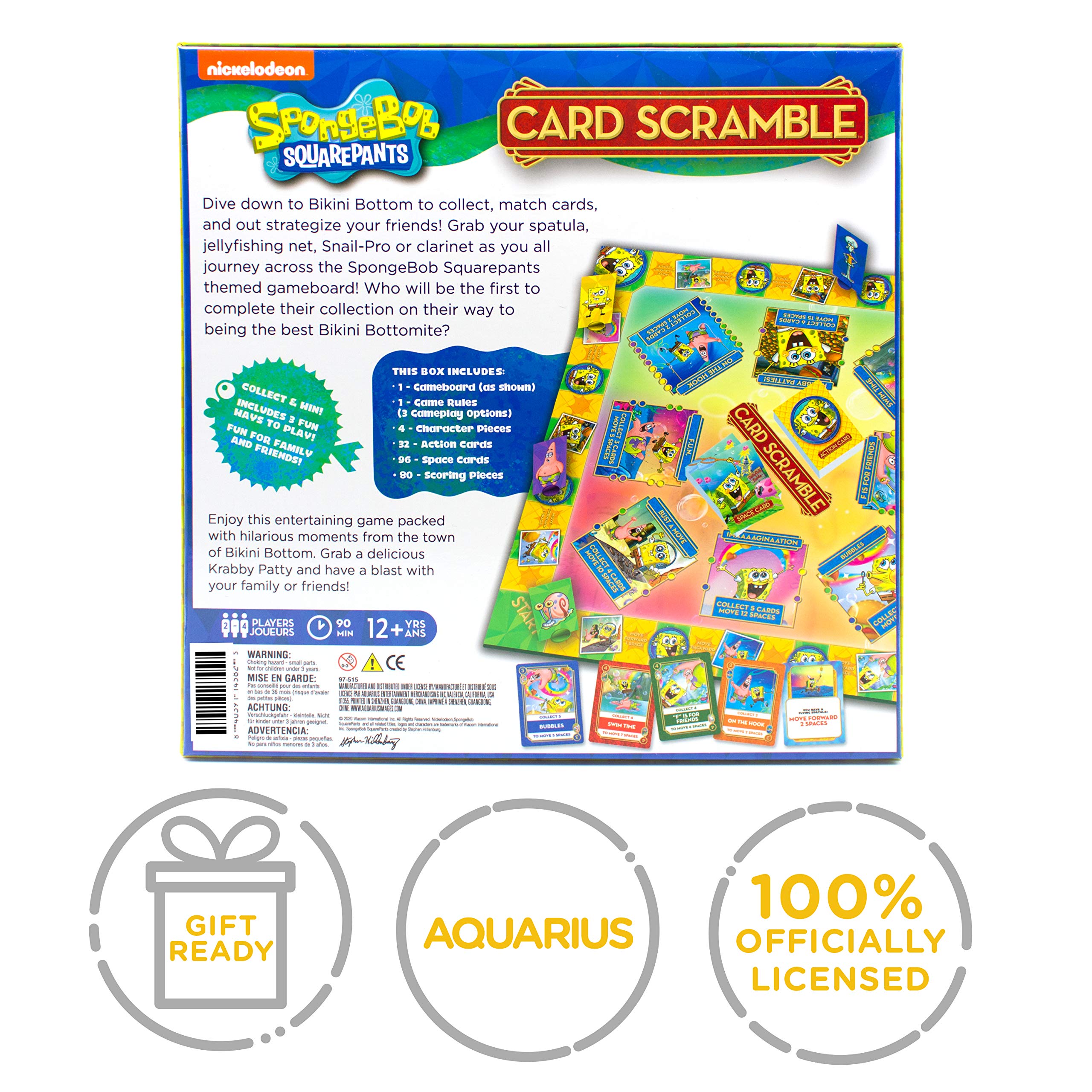 AQUARIUS SpongeBob Card Scramble Board Game - Fun Family Party Game for Kids, Teens & Adults - Entertaining Game Night Gift - Officially Licensed Merchandise