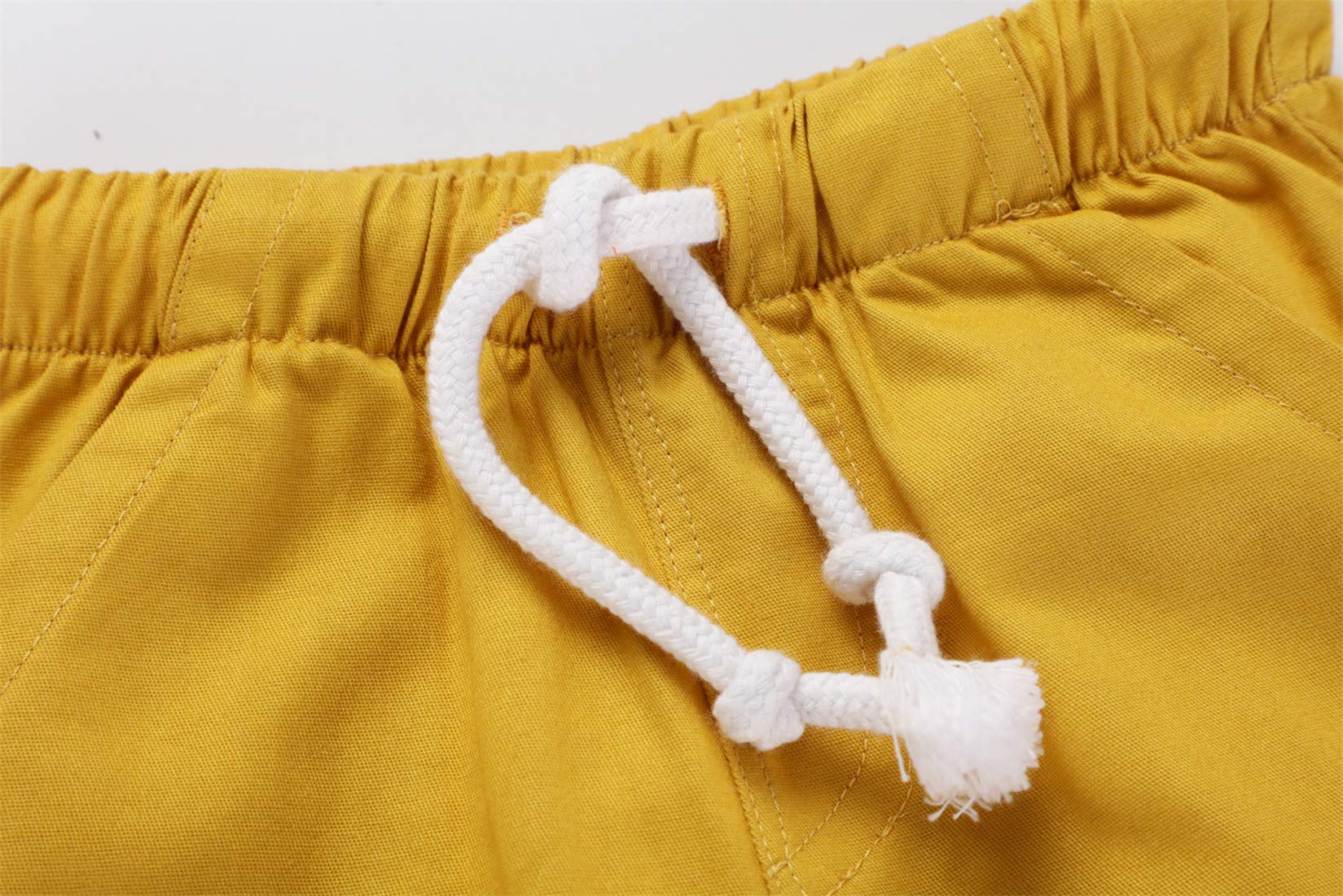 HILEELANG Baby Boys' Shorts 2-Pack Chino Short Summer Cotton Casual Pants with Pockets Yellow Green 2t