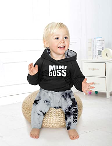 Von kilizo Toddler Boy Clothes 2T-3T Boys Fall/Winter Clothes Fashions Outfits MINI BOSS Hoodie Sweatshirt + Tie Dye Pant 2Pcs Set