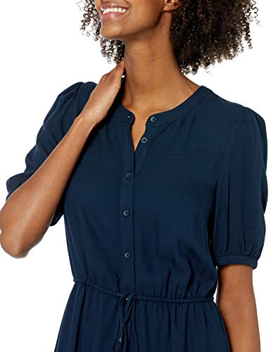 Amazon Essentials Women's Relaxed Fit Half-Sleeve Waisted Midi A-Line Dress, Navy, XX-Large