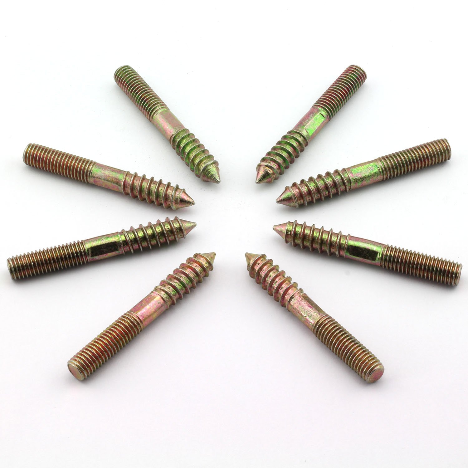 RuiLing 8 Pack M10 Hanger Bolts Double Headed Bolts Self-Tapping Screw M10 Length 3 Inch Hanger Bolts for Furniture