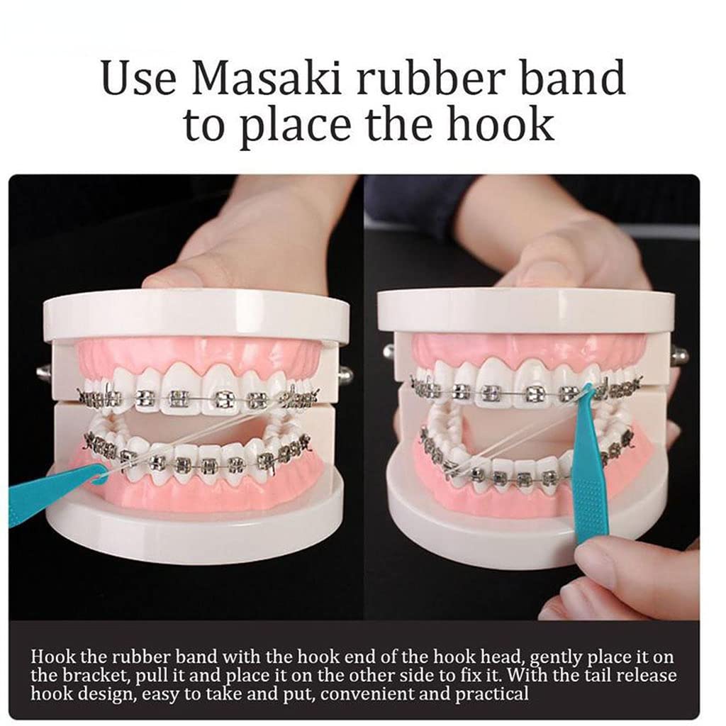 50 Pcs Orthodontic Braces Rubber Band Tool Dental Elastic Rubber Bands Placers for Braces Disposable Plastic Orthodontic Elastic Placers