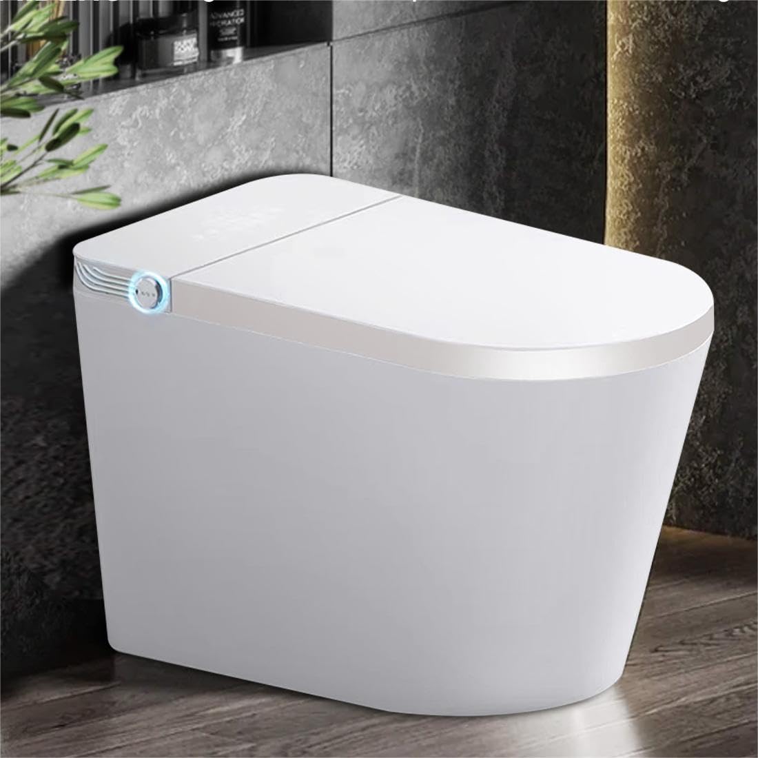 TIMIDENG Smart Toilet Bidet, Radar Sensing Automatic Opening and Closing, Smart Toilet Bidet with Heating and Drying Functions,Smart Flushing Modes,Nozzle Automatic Cleaning, LCD Screen Display, White
