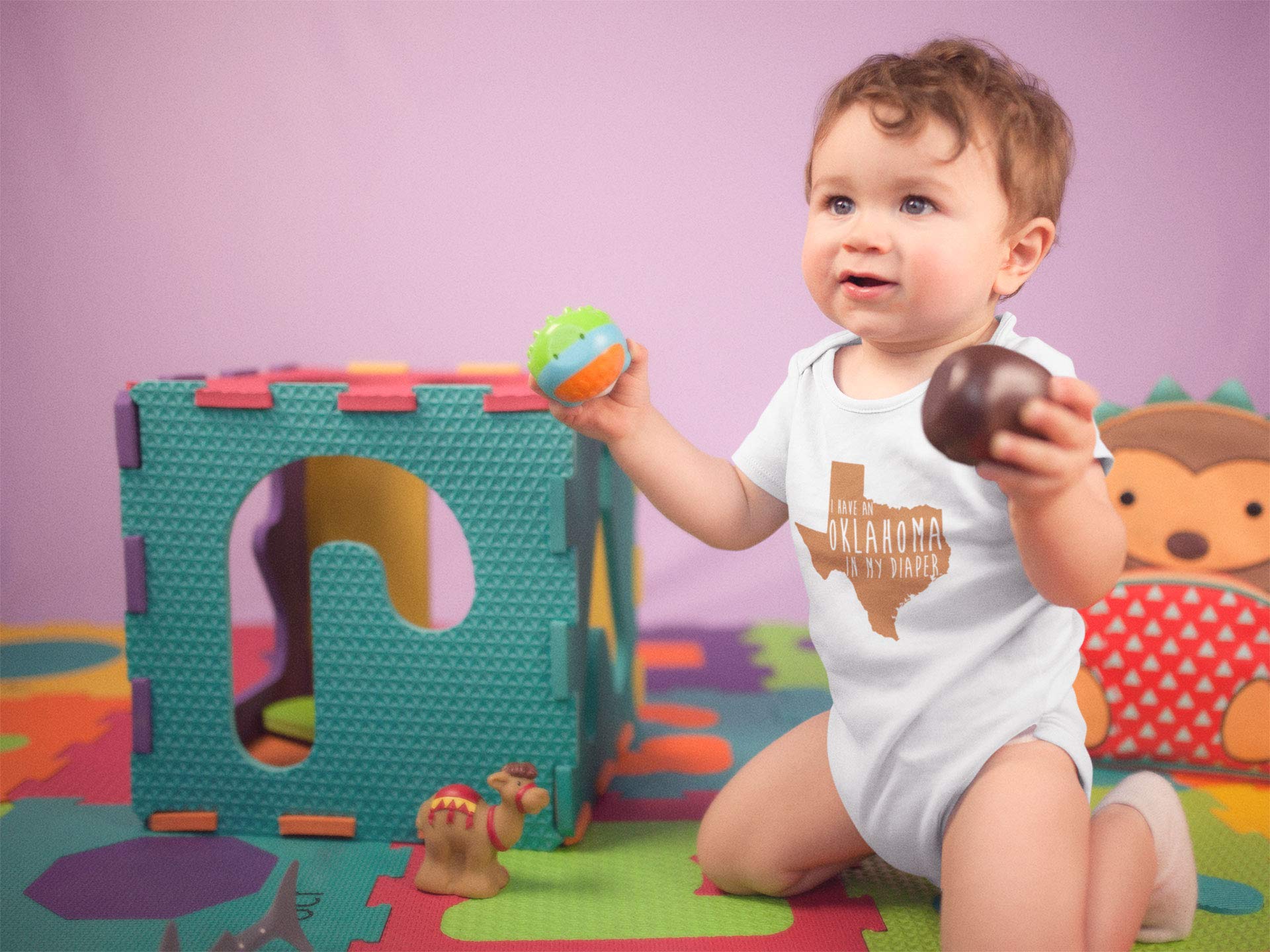 In My Diaper I Have an Oklahoma UT Texas Fans Baby One Piece 6 Months White