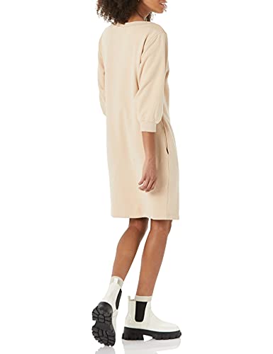 Amazon Essentials Women's Relaxed Fit French Terry Blouson Sleeve Crewneck Sweatshirt Dress (Available in Plus Size), Beige, 4X