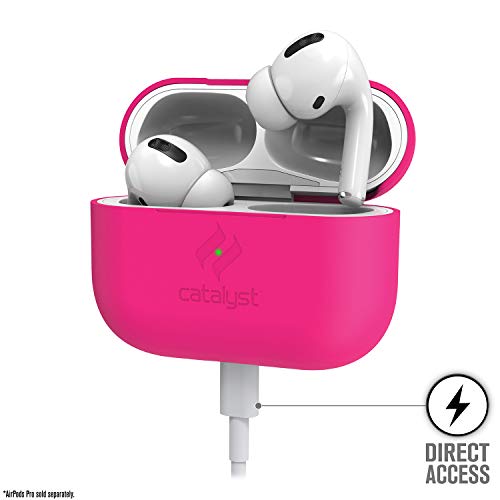 Slim Case for AirPods Pro by Catalyst - Skin for Apple AirPods Pro Charging Case, Interchangeable Colors, Protective Cover Soft Skin, Compatible Wireless Charging - Neon Pink