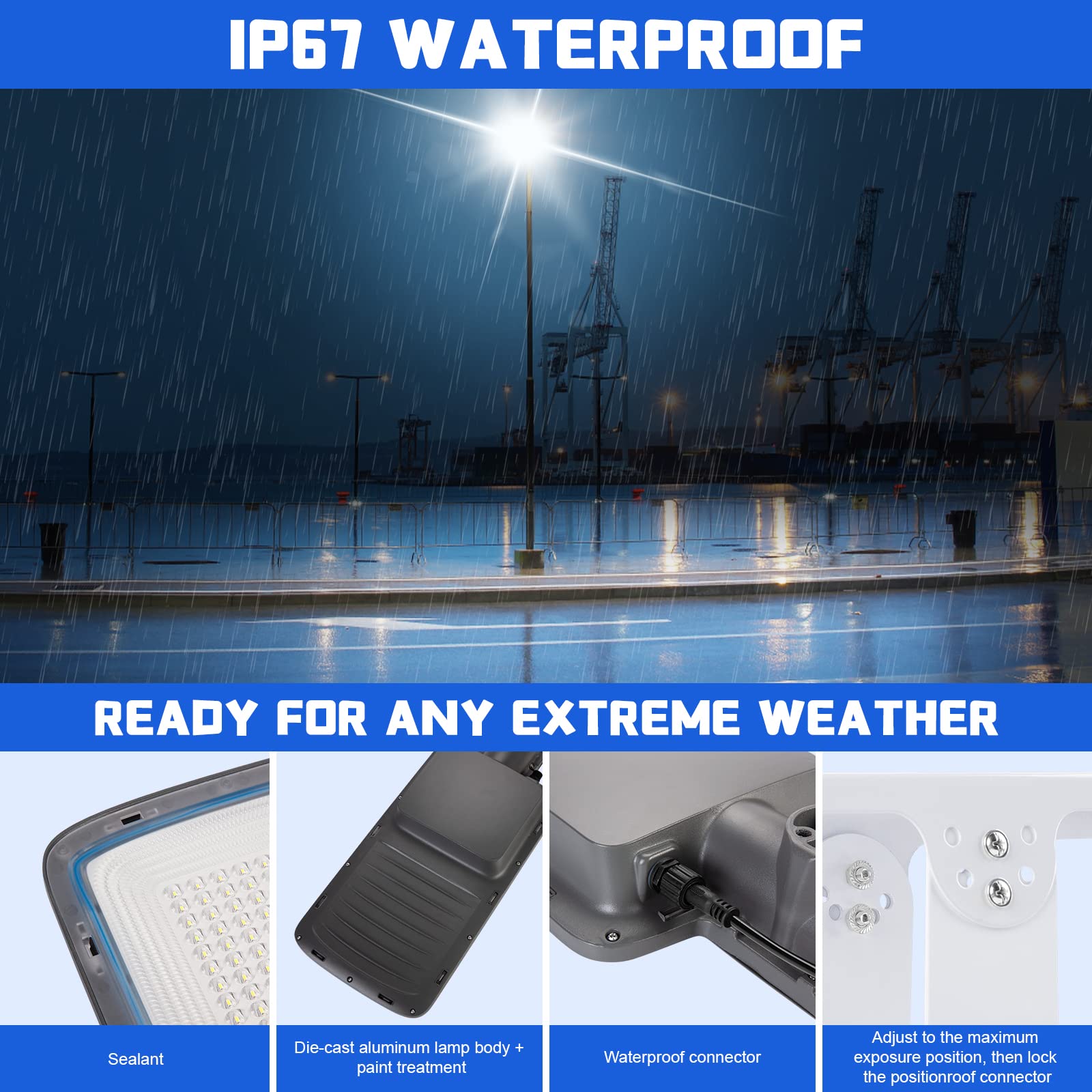 Juyace 400W Solar Street Lights Outdoor, 30000Lm Bright Dusk to Dawn Outdoor Lighting Waterproof IP67 with Remote Control, 6500K Security LED Flood Light for Parking Lot Pathway and Yard,etc