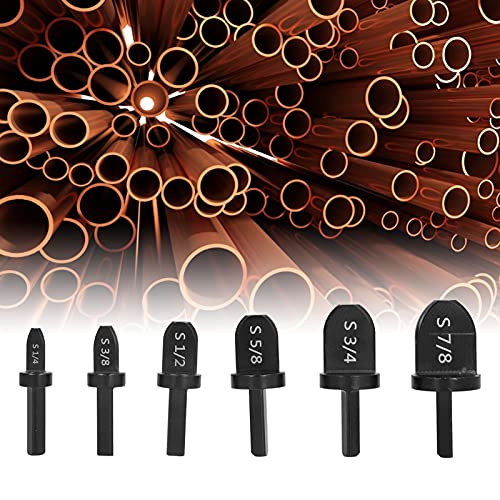 6Pcs Copper Pipe Swaging Tool Drill Bits,Professional Manual Flaring Tool Drill Bit Set 1/4 3/8 1/2 5/8 3/4 7/8