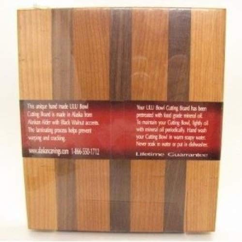 B merry Studios Alaska Ulu Alder Walnut Stripe Wood Chopping Bowl board Top Slot
