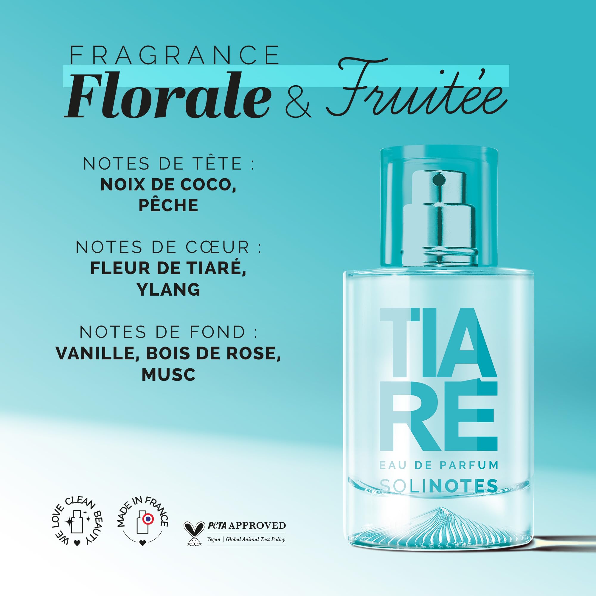 SOLINOTES Tiaré Perfume for Women - Eau De Parfum | Delicate Floral and Soothing Scent - Made in France - Vegan - 1.7 fl.oz
