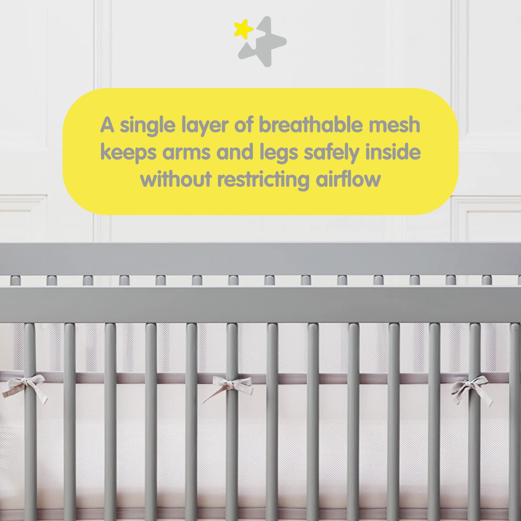 BreathableBaby, Breathable Mesh Liner For Cribs with 52"x28" (132x71cm) Mattress, Light Pink, Classic 3mm Mesh, Covers 3 or 4 Sides, Safety Tested & Trusted (Not for Mini Cribs)