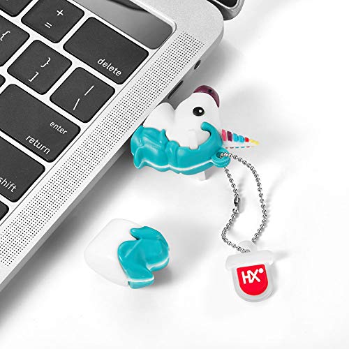 USB Flash Drive, 8GB / 16GB / 32GB / 64GB Cute Silicone USB 2.0 USB Memory Stick Data Storage Pendrive Thumb Drives (64GB, Blue Unicorn)