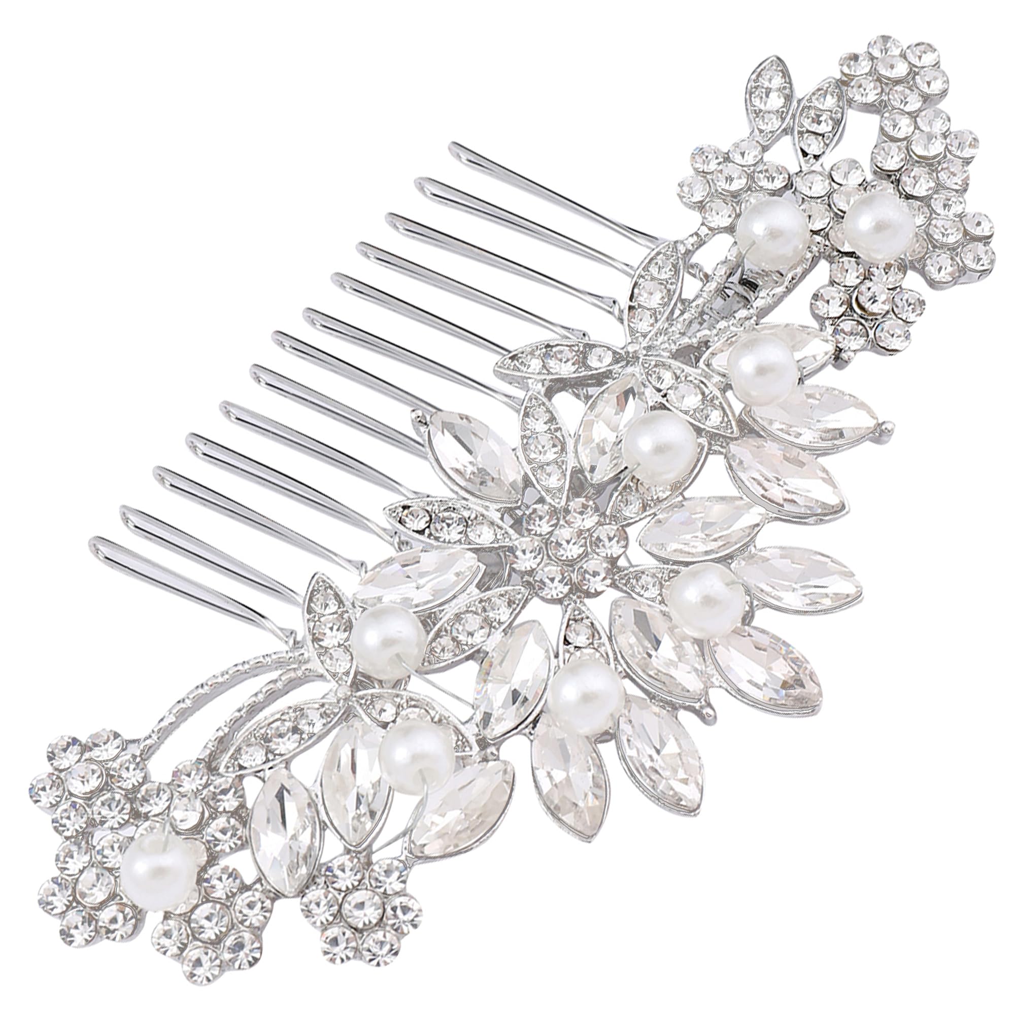 Hapibuy Crystal Wedding Hair Comb Bridal Hair Comb Pearl Wedding Headpiece Silver Hair Accessories