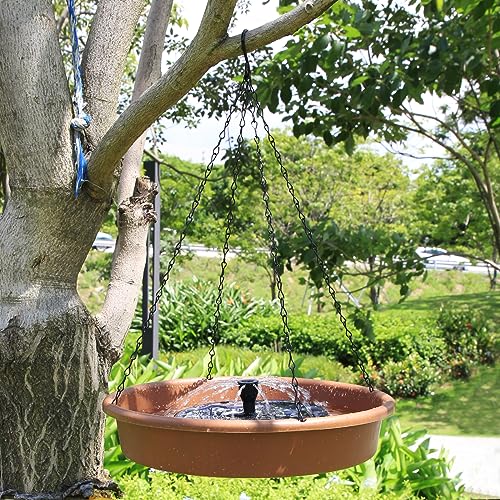 AISITIN Hanging Bird Bath with Solar Fountain Pump, 12" Multi-Functional Basin for Bird Bath, Feeder and Drinking, Solar Powered Water Fountain Pump for Bird Bath
