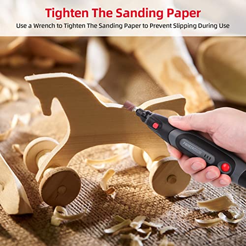 4V Mini Cordless Rotary Tool,PioneerWorks 3-Speed Power Rotary Kit With 72 Accessories,LED Light.USB Charging,For Small Light Projects as Sanding,Polishing,Engraving, DIY Crafts