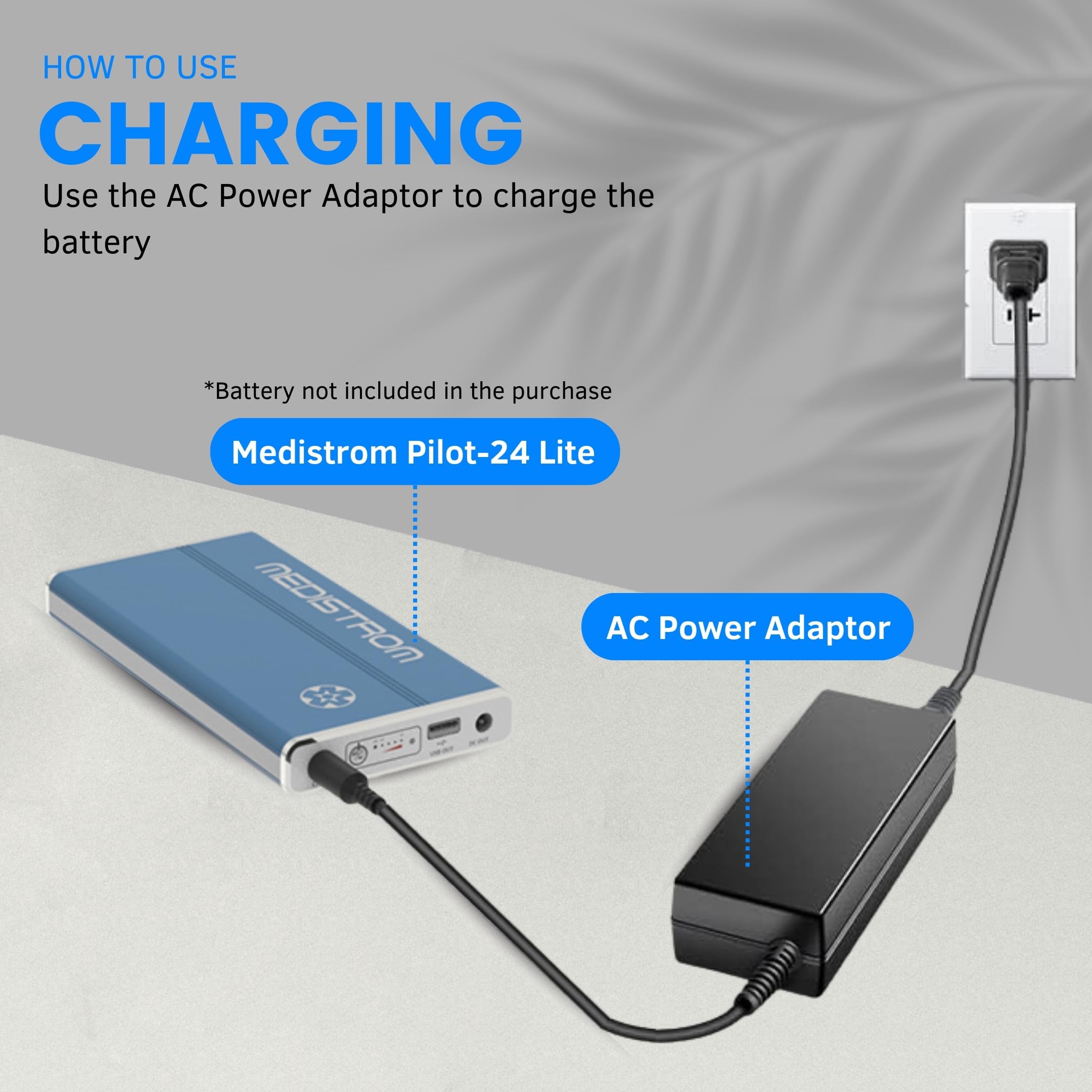 Medistrom AC Power Adapter Charger for Medistrom Pilot 24 Lite Battery Backup Power for CPAP Machine, Power Supply, CPAP Accessories and Supply for CPAP