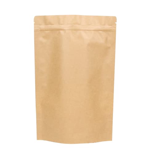 BAAGGNAA 150 Pack Ziplock Stand up Kraft Paper Bags Pouches with Front Matte Window for Food Storage Resealable Packaging Containers Household Reusable Organizer (6.7*9.4 Inch)