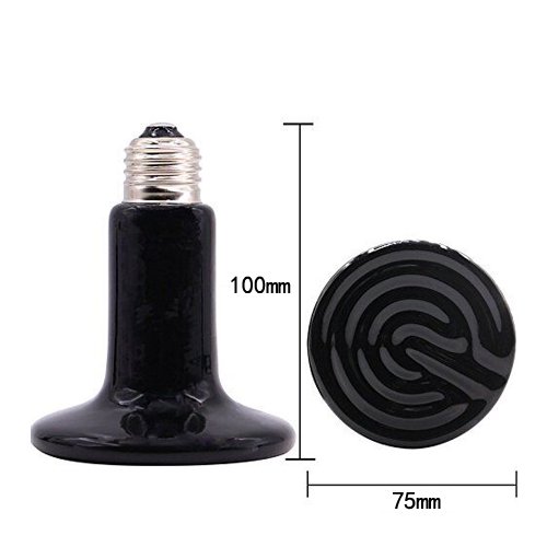 CTKcom 2-Pack 200W Reptile Ceramic Heat Lamp,E27 110V Infrared Heat Emitter Bulb,No Harm No Light Infrared Heat Emitter Brooder Lamp for Pet Coop Heater Reptile Chicken Turtle Heating Light Lamp,Black