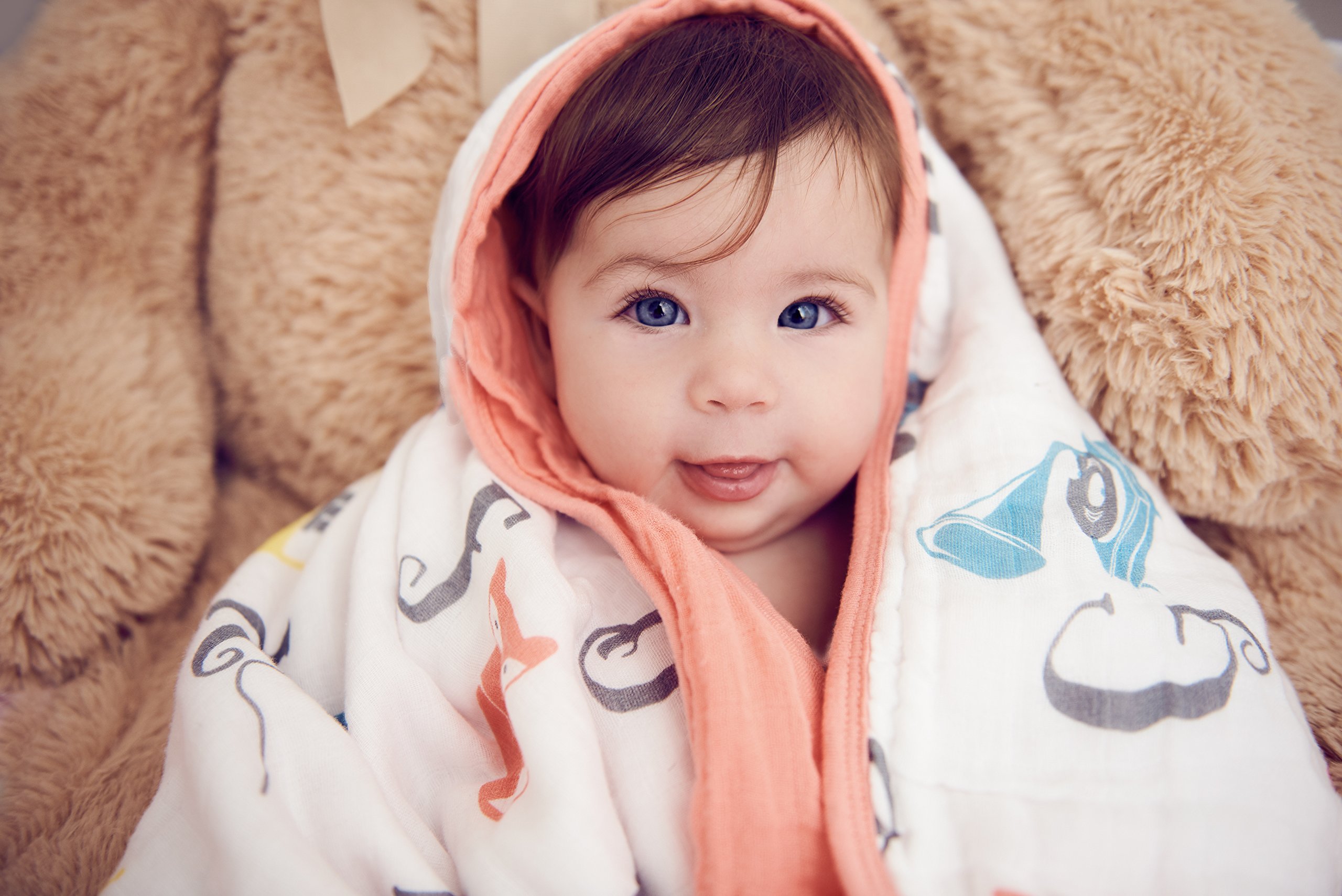 Clover & Sage Organic Muslin Baby Toddler Blanket - 100% Hypoallergenic Cotton Bed Blankets - Alphabet