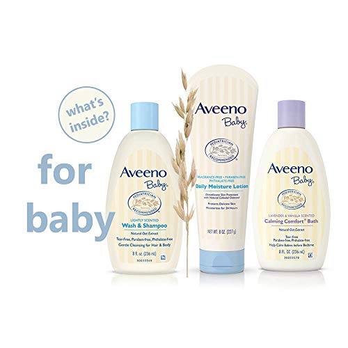 Aveeno Baby Daily Bathtime Solutions Gift Set to Nourish Skin for Baby and Mom, 4 items