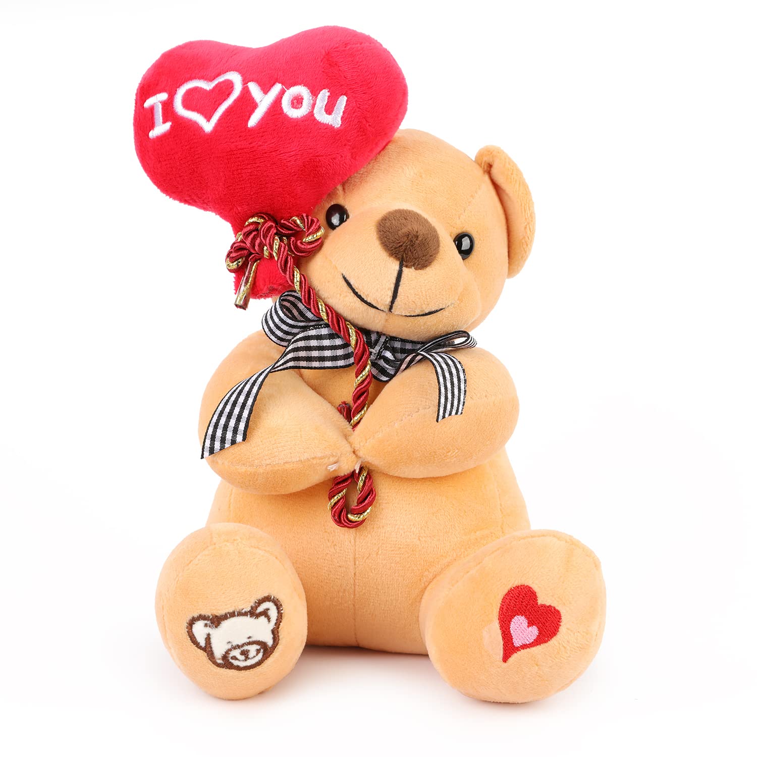 Valentine's Day Gifts Plush Stuffed Animal Plush Bear Toy Plush Bear with Heart Rose for Girlfriend, Boyfriend Funny Plush Gift for Wife Husband-Birthday Anniversary & Wedding Gifts, Brown, 7 inches