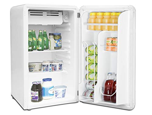 FRIGIDAIRE EFR372-WHITE 3.2 Cu Ft White Retro Compact Rounded Corner Premium Mini Fridge