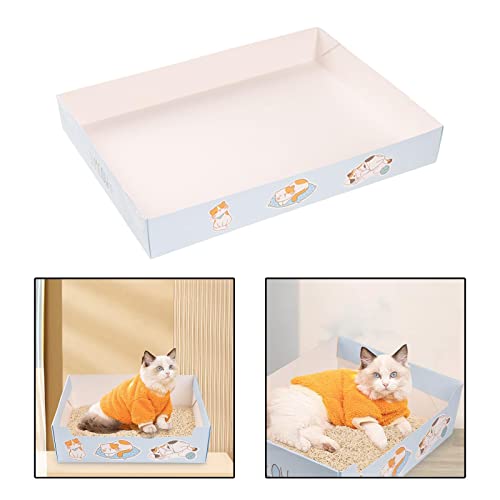 AWHAO Disposable Cat Litter Box Litter Pan Kitty Travel Toilet Potty Toilet for Indoor Cats, Blue 35x25.5x5cm