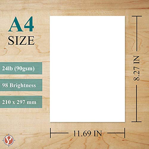 A4 Premium Bright White Paper β Great for Copy, Printing, Writing | 210 x 297 mm (8.27" x 11.69") | 24lb Bond / 60lb Text (90gsm) | 250 Sheets per Pack
