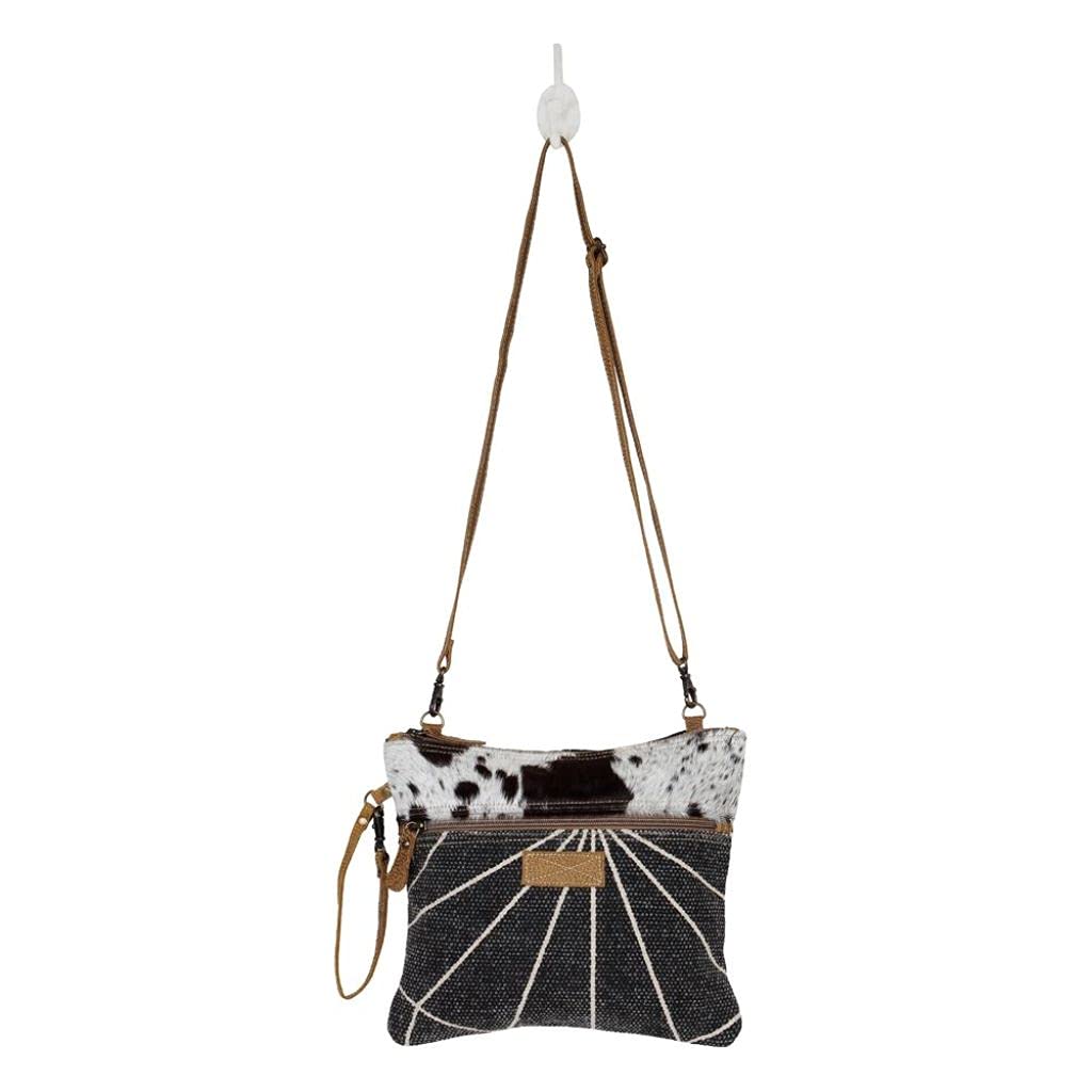Myra Bag Artless Small & Cross Body Bag Upcycled Canvas, Rug, Leather & Cowhide S-2607