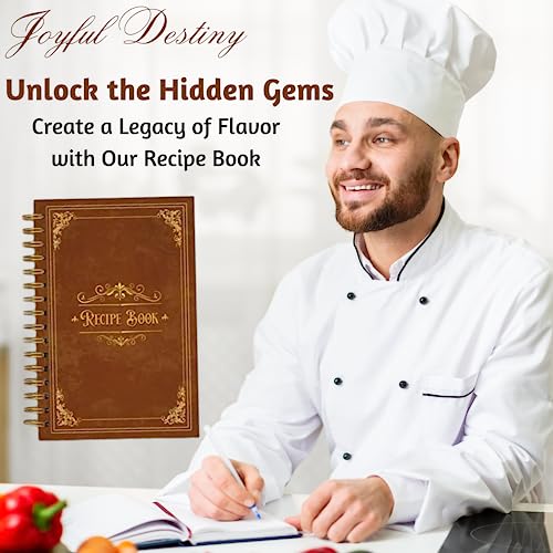 A5 (5.5β x 8.5β) Recipe Book to Write in Your Own Recipes, Durable Gloss Laminated Cover, Gold Spiral Binder, Gold Leaf Vintage Leather Look, 100 Pages Paper, Family Heirloom Keepsake