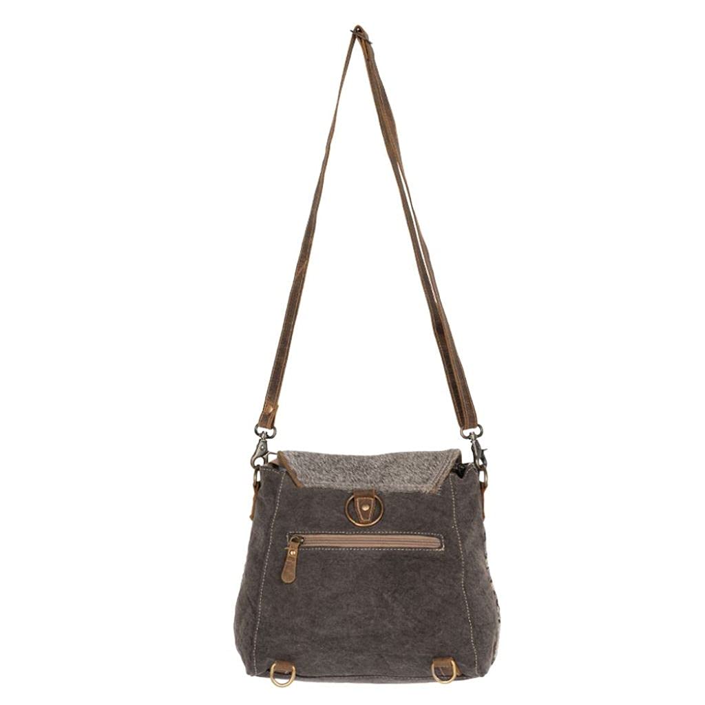 Myra Bag Stormy Love Shoulder Bag Upcycled Canvas, Leather, Cowhide & Rug S-2202